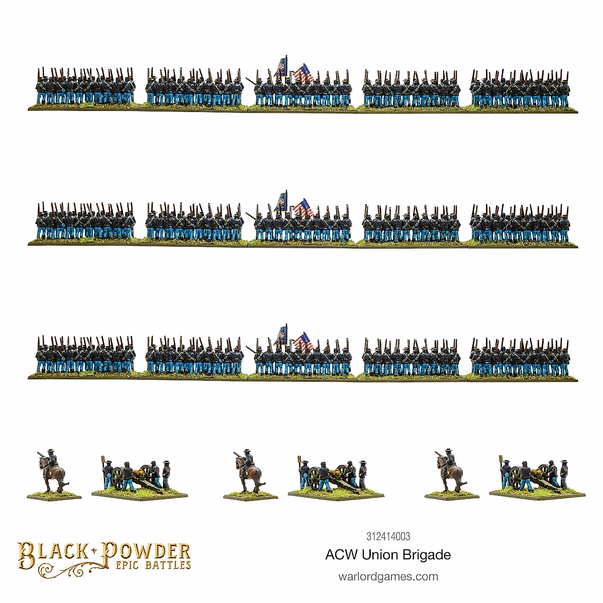 Warlord Black Powder Epic Battles American Civil War Union Brigade Tabletop Miniatures - Plastic Paintable Miniature 1700-1900 Soldiers Set, Unpainted Table Top 28mm Military Minifigures for Adults