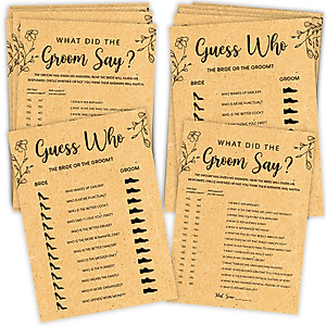 STOFINITY Guess Who Bride Or Groom Bridal Shower Game - 50 Pcs What Did The Groom Say Bridal Game, Bridal Party Games Ideas, Wedding Games for Guests Bridal Shower Decorations