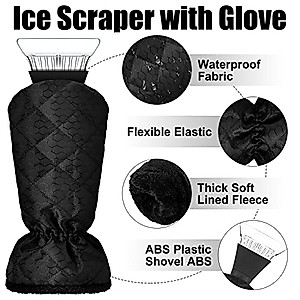 Tallew 3 Pieces Ice Scraper for Car Windshield Snow Scraper Gloves with Comfortable Grip Remove Car Scraper Snow Brush for Car