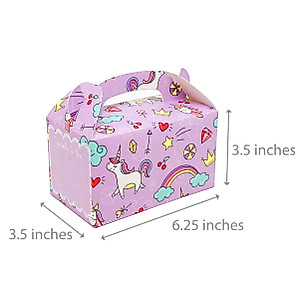 MintieJamie Handle Cardboard Treat Boxes 6.25 X 3.5 X 3.5 Inches, Pack of 12pcs Pastel Color Cute Birthday Boxes, Party Favor Gifting Gable Boxes