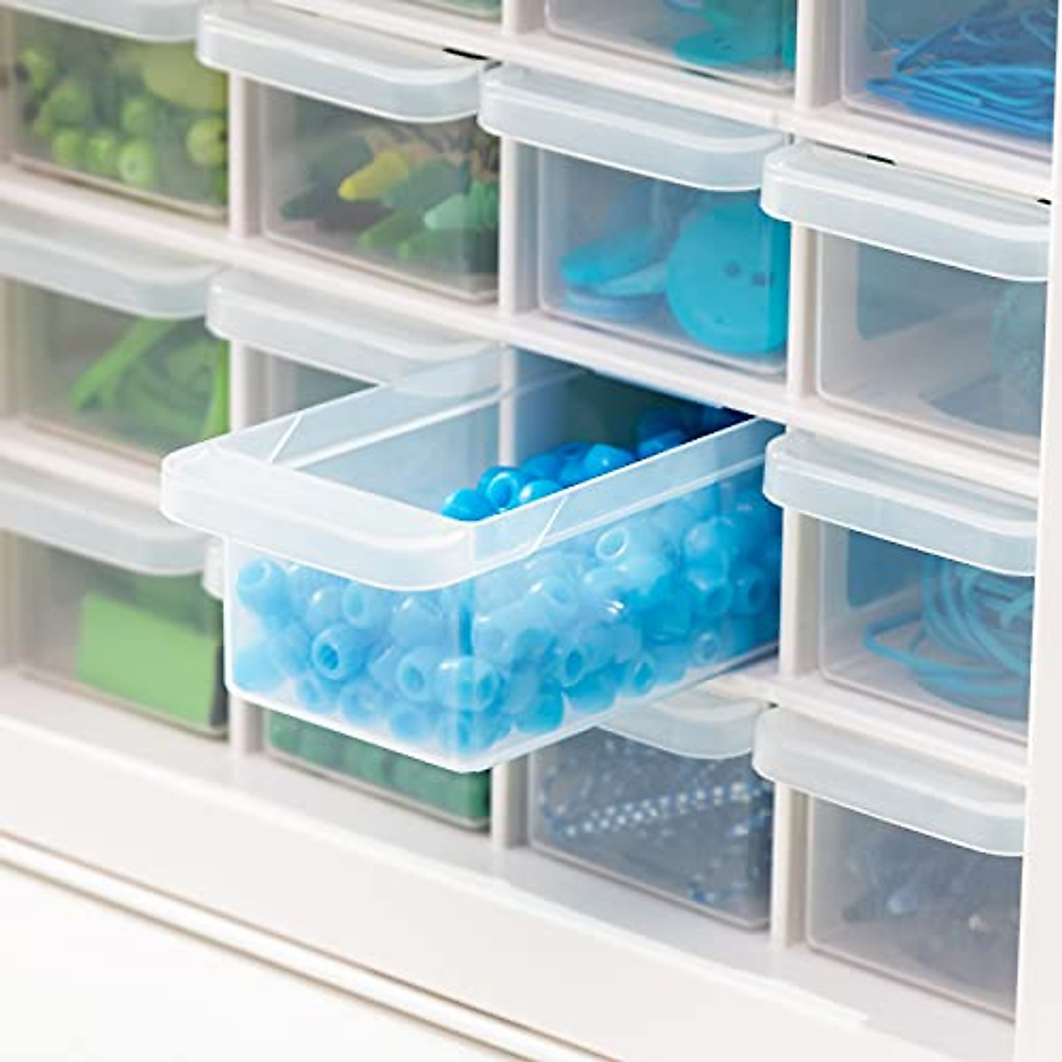 IRIS USA 16 Drawer Stackable Storage Cabinet for Hardware Crafts and Toys, 10.63-Inch W x 7-Inch D x 8.75-Inch H, White - Small Brick Organizer Utility Chest, Scrapbook Art Hobby Multiple Compartment