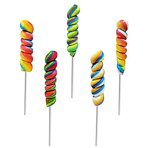 The Dreidel Company Rainbow Twist Lollipop, Mixed Fruit Flavor, Individually Wrapped, 3" Inch Sucker (12-Pack)