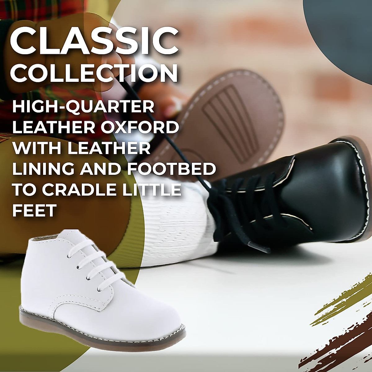 FOOTMATES Todd Lace-Up Bootie Leather Toddler and Baby Walking Shoes with Wide Toe Box and Custom-Fit Insoles, Non-Marking Outsoles, White - 3 Infant (0-12 months)