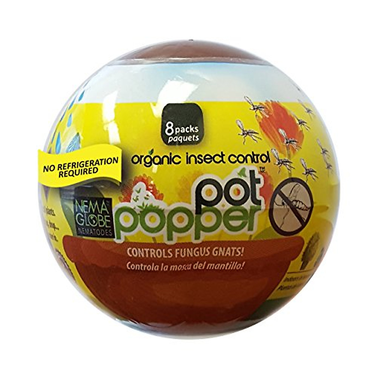 Nema Globe Nematodes Organic Insect Control Pot Popper, Controls Fungus Gnats, 8 Infusion Bio-Pouches per Popper (8 Million Nematodes) – No Refrigeration Required