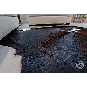 Genuine Brindle Dark Tricolor Cowhide Rug XL Size 6 x 7-8 ft. 180 x 240 cm