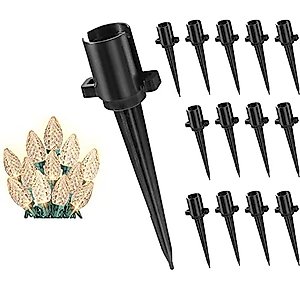 Dazzle Bright 5.5 Inch 50 Pack Christmas Light C9 Stakes + 50 LED 33 FT C9 Christmas String Lights