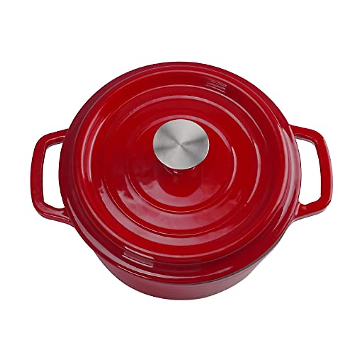 OLLAKOK 2.5 QT Enameled Dutch Oven Pot with Lid Enameled Cast Iron Dutch Oven with Dual Handles Heavy Duty Cast Iron Pot for Family (Red)