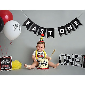 Fast One Banner - Fast One Car Birthday Party, Fast One Flag Banner, First Birthday Party, Vroom Car Party, Fast One Party Decoration