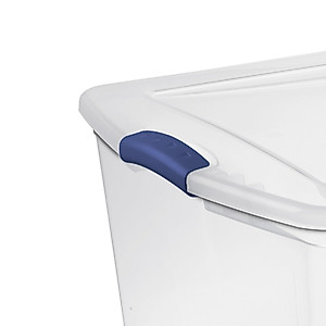 MevUs 105 Qt. Clear Plastic Latching Box, Blue Latches with Clear Lid Storage Box Home Organization and Storage Containers Organizer