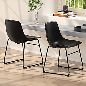 DUMOS Dining Chairs，Kitchen & Dining Room Chairs, PU Leather Cushion and Metal Legs Bar Chairs, Counter Height Bar Stools for Kitchen Island