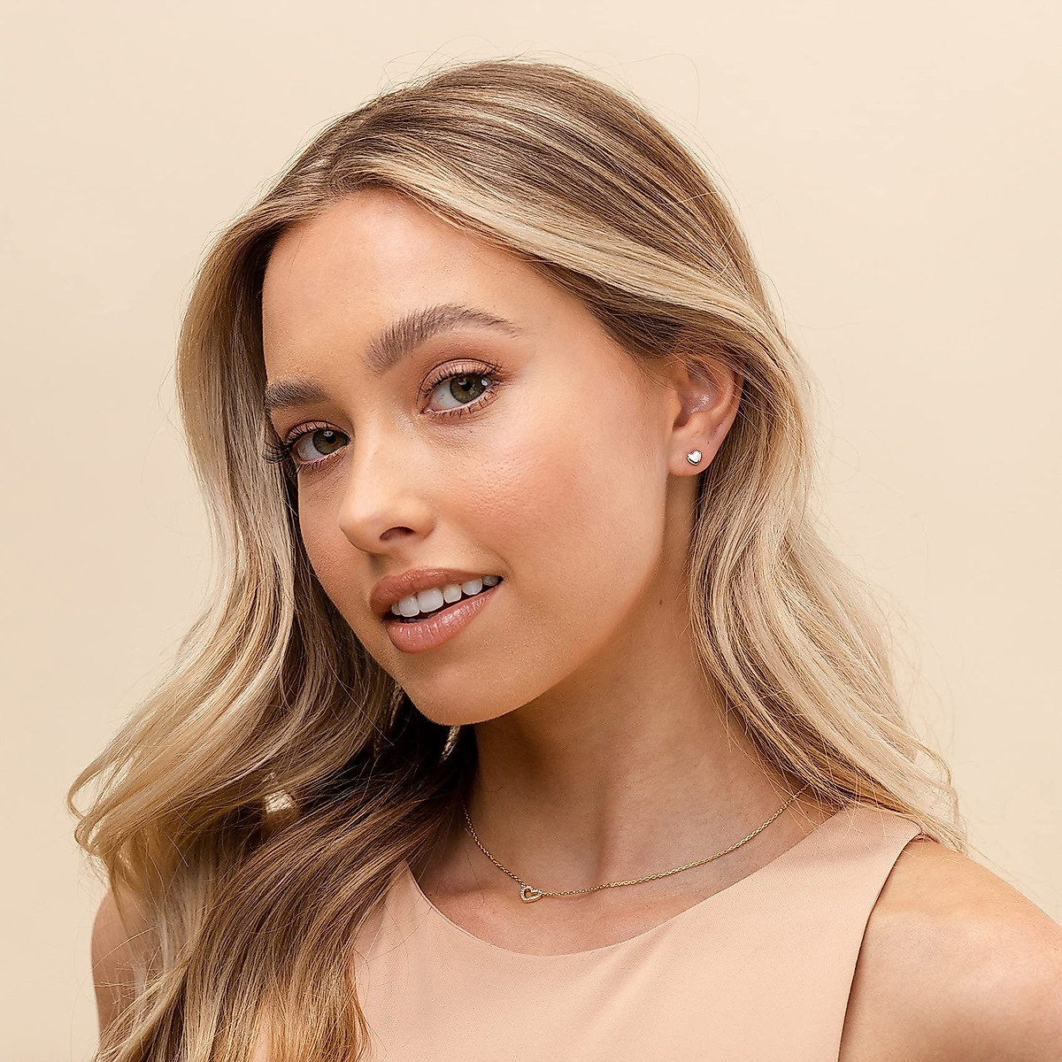 PAVOI Rhodium Plated 925 Sterling Silver Dainty Heart Earrings - Gold Stud Earrings for Women - Valentine's Day Jewelry Gifts