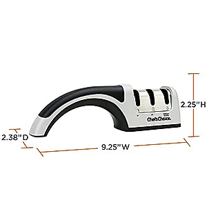 Chef'sChoice 4643 Manual Knife Sharpeners 15 and 20-Degree for Serrated and Straight Knives Diamond Abrasives, 2-Stage, Gray