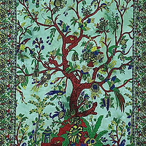 Popular Handicrafts Tapestry Tree of Life Hippie Tie dye Psychedelic Wall Hanging - Indian Maditation Gypsy Bohemian Hippy Dorm Room Decor Poster Green 30 x 40 Inch