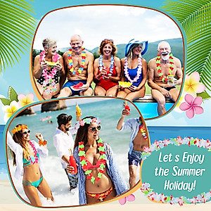 Jexine 250 Pcs Hawaiian Leis Bulk Luau Party Decorations Hawaiian Tropical Headbands and Wristbands Flower Lei for Luau Tropical Themed Party Favors, Summer Beach Vacation, Wedding Decorations