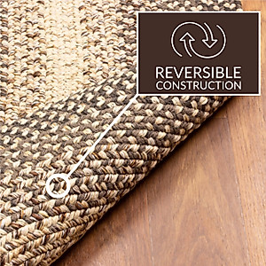 Super Area Rugs Braided Rugs 2X3 Farmhouse Kitchen Rug - Ridgewood Braided Rug for Living Room - Reversible - Indoor/Outdoor - Made in USA - Brown Velvet/Beige, 2' X 3' Oval