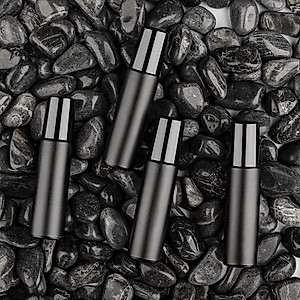 20PCS Roller Bottles 10mL Essential Oil Ultra Thick Matte Black Frosted Glass (2 Openers+3 Pipettes Value Pack), Stainless Steel Roller Balls w/Black Cap