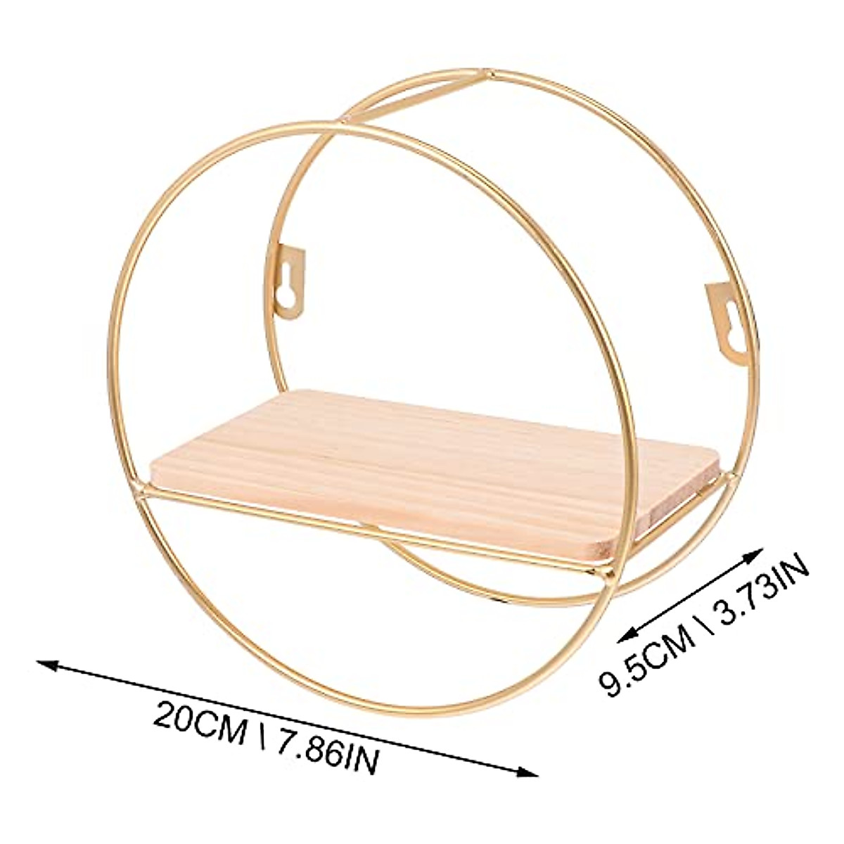 Cabilock 1pc Shelf Book Wood Sculpture Holder Rack Durable Metal Wire Vase Art Golden Wall-Mounted Wrought Room Bathroom Entryway Home Style Round Living Storage Rustic Plant Key Mounted