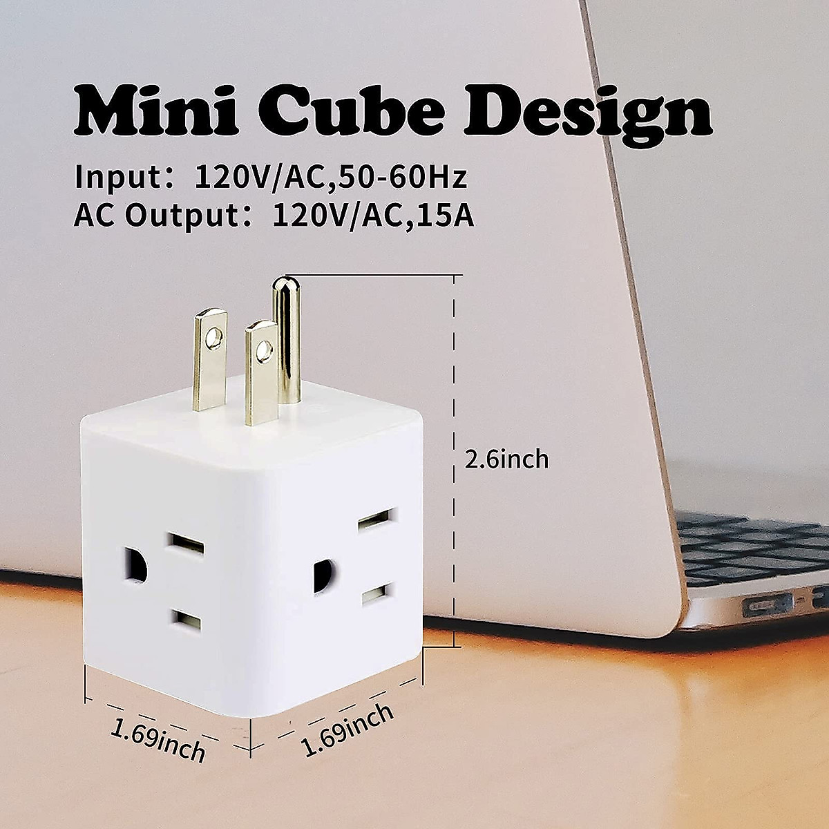 2 PCS Multi Plug Outlet Extender,Plug Adapter,Wonplug Multiple Plug Outlets with 4 AC Electrical Sockets,3 Prong to 2 Prong Adapter USA Portable Design for Home Office Hotel Travel,White