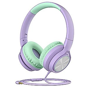 Kids Headphones with Microphone, Wired Headsets for Children Teens Boys Girls with 85dB/94dB Volume Limit, Foldable Adjustable for School, Travel, 3.5mm Audio Jack for iPad, Tablet, PC, Chromebook
