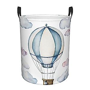 Gbuzozie Hot Air Balloon Round Laundry Hamper Storage Basket Toys Clothes Organizer Bin For Home Bathroom Bedroom Dorm Nursery, 38l