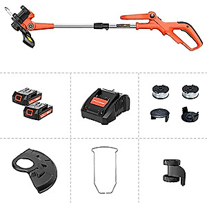 PAXCESS Cordless String Trimmer/Edger, 20V 10-Inch Weed Eater with 2Pcs 1.50Ah Batteries, 1Pcs Charger and Replacement Spool Line, Length Adjustable