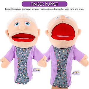 Zerodeko Grandmother Hand Puppet, Family Member Figure Puppets with Movable Mouth, Plush Hand Puppet Pretend Play Toys Storytelling Props Early Educational Toy for Girls Boys