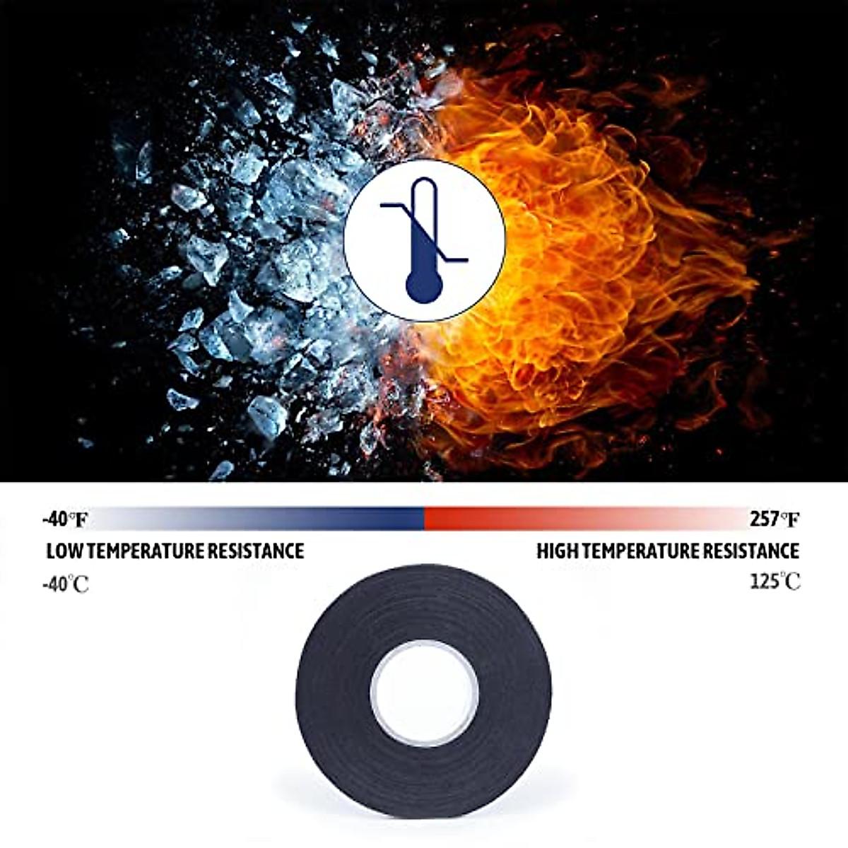 MEBMIK 2 Rolls 0.75in(W) X 82ft(L) Cloth Electrical Tape,Wire Loom Tape,Automotive Wiring Harness wrap Tape,Car Audio & Video Wiring Harnesses,Automotive Wire wrap Protection/Noise Reduction