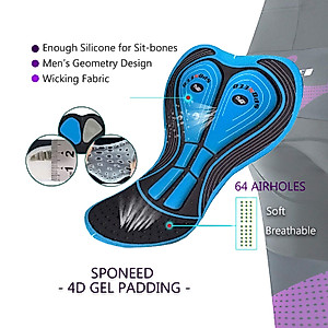 Padded Biking Shorts for Men Cycling Biking Gear Gym Rider Training Pants Compression US XXL Black Purple