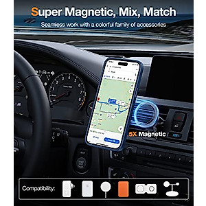 TORRAS 360° Rotatable Ring for iPhone 14 Pro Max Phone Case [Compatible with Magsafe] with Stand, Magnetic Ring Holder Military Grade Shockproof Translucent Back Slim UPRO Ostand Pro, Blue