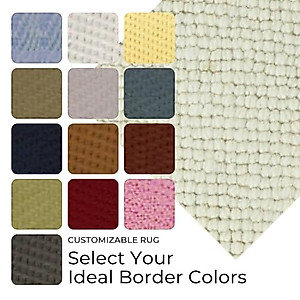 The Perfect Rug - Jaipur King White Wool Custom Area Rug - Select Your Ideal Size & Border Colors - Sample Square