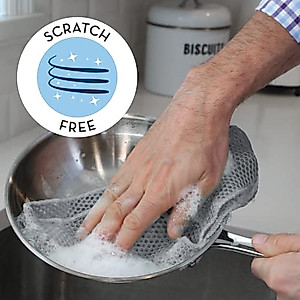 S&T INC. Mesh Dish Scrubber, Kitchen Dish Cloths for Washing Dishes, Grey, 11.5 Inches x 11.5 Inches, 3 Pack