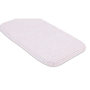 Ely's & Co. Patent Pending Waterproof Bassinet Sheet, No Need for Bassinet Mattress Pad Cover, 2 Pack Mauve Pink Splash & Stripes,for Baby Girl 32" 16"X3"