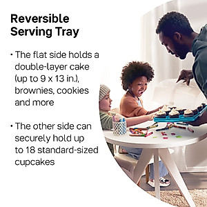 Tupperware Brand Rectangular Cake Taker - Dishwasher Safe & BPA Free - Reversible Cake Container Tray with Cover - Holds Up to 18 Cupcakes or 9 x 13 Cake
