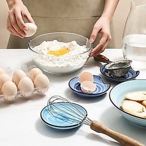 Selamica Ceramic Spoon Rest for Stove Top, 4.6 Inch Cooking Spoon Holder for Kitchen Counter, Stackable Utensil Rest Holder for Spatula, Ladles, Tong, Coffee Spoon, Gift, Set of 4, Gradient Blue