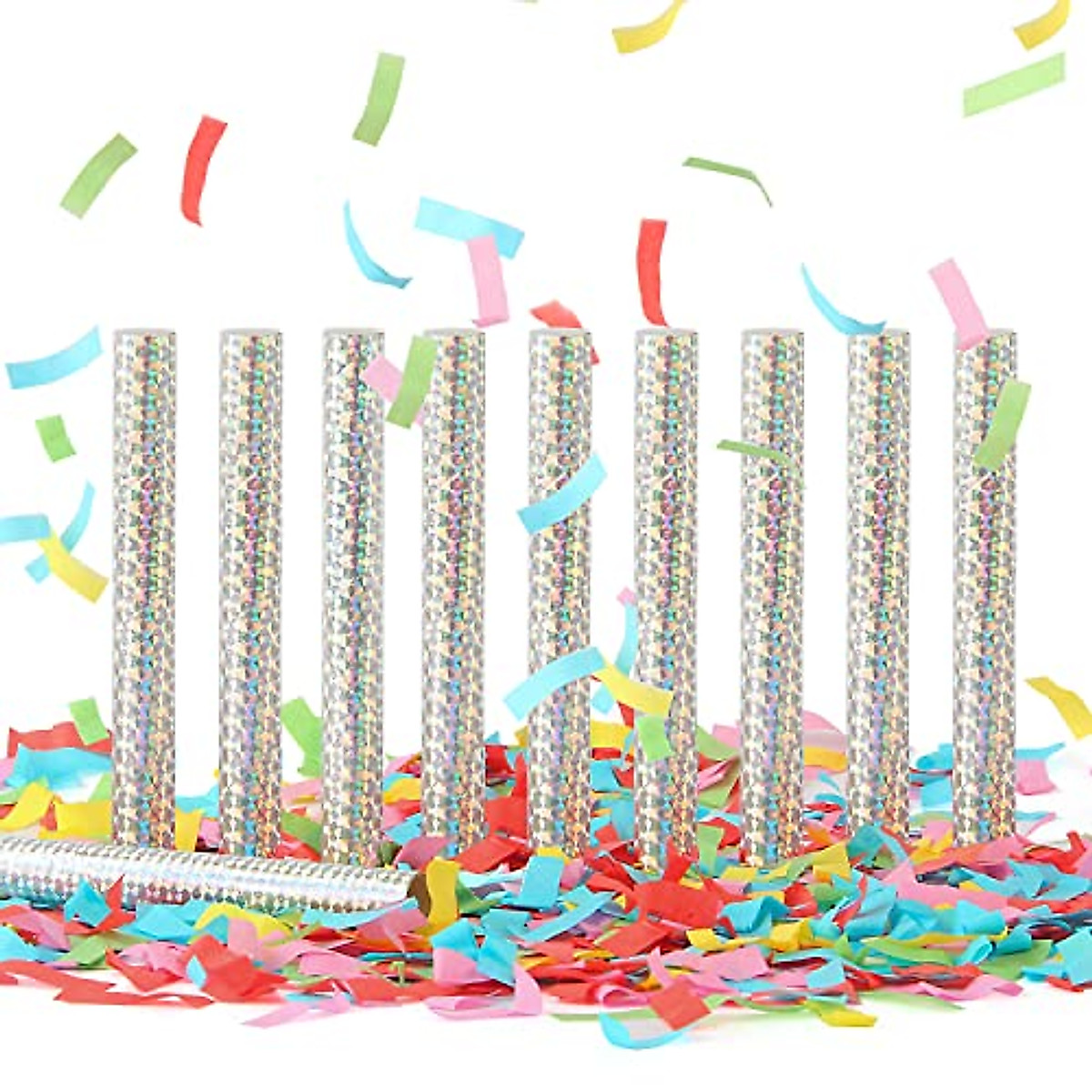 Battife 10Pack Confetti Wands, Colorful Confetti Shoot Poppers, Tissue Paper Confetti Flick Flutter Sticks for Wedding Celebrations, Anniversary, Birthday Parties, Multi-color 7.8 inch