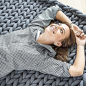 SILKOKOON Knitted Weighted Blanket, Cool Coarse Knitted Weighted Blanket, Handmade Even Weight Without Beads, Perfect Home Decor for Sofa Bedroom (48 * 72, 15lbs)