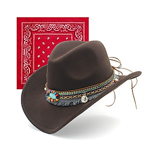 SAJUZEN Kids Cowboy Hat Felt Wide Brim Western Toddler Cowgirl Hat for Girls and Boys Sun Hat