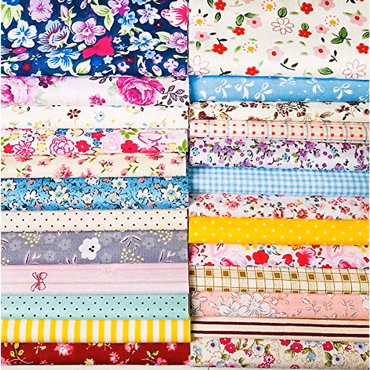 Quilting Fabric, Misscrafts Cotton Craft Fabric Bundle Squares Patchwork Pre-Cut Quilt Squares for DIY Sewing Scrapbooking Quilting Dot Pattern (50PCS 20X20cm)