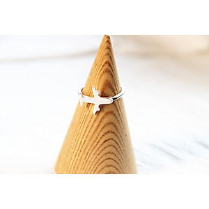 Helen de Lete Frosted Airplane 925 Sterling Silver Open Ring