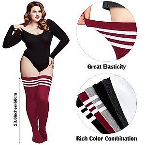 Aneco 6 Pairs Plus Size Over Knee Socks Women Warm Thigh High Stockings for Daily Use, Mixed Colors