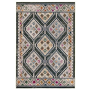 SAFAVIEH Madison Collection 6' x 9' Dark GreenBeige MAD481Y Boho Non-Shedding Living Room Dining Bedroom Area Rug