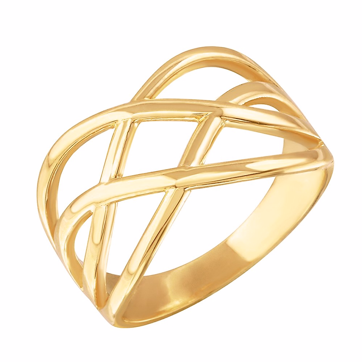 Fine 14k Yellow Gold Celtic Knot Wide Band Ring for Women (Size 8)