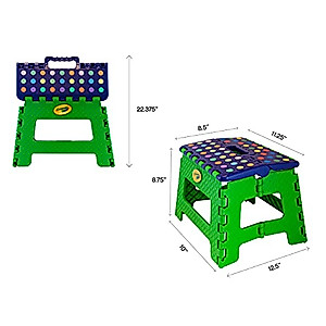 Crayola 9” inch Folding Step Stool (1 Pack), Step Stool for Kids, Toddler Color Learning, Toddler Step Stool, Kitchen Helper Stool for Toddlers, Potty Training Step Stool, Step Stool 300 lb Capacity