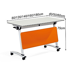 Foldable Meeting Table Set of 6,Flip Top Mobile Training Table with Modesty and Lockable Wheels, for Conference Rooms,Training Rooms,Media Centers,Classrooms (Color : A, Size : 120 * 60 * 75cm)