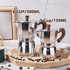 Moka Pot, Italian Coffee Maker, Coffee Pot 6 cup/10 OZ Stovetop Espresso Maker for Gas or Electric Ceramic Stovetop Camping Manual Cuban Coffee Percolator for Cappuccino or Latte
