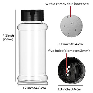 Ysanciuu 18 Pack 3.5 Oz Clear Plastic Spice Jars With Black Cap,Glitter Shaker Bottle Empty,Seasoning Containers for Storing Spice,Herbs and Seasoning Powders