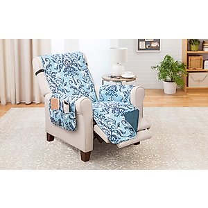 Couch Guard XL Recliner/Chair Cover - Sofa Slipcover, Stylish Furniture - Shield & Protects from Dogs, Cats, Pets, Kids with Stains - Reversible, Convenient Pocket, Easy Wash & Dry - Jory Blue - Blue