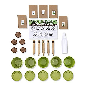 Waste Not Dots Herb Garden Starter Kit - Grow Your Own Herbs - Great Gift - Fresh Kitchen Herbs - Mint, Basil, Cilantro, Parsley, Chives, Pots, and Plant Markers - Housewarming Gift