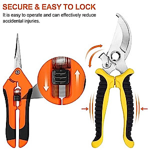 2 Pack Pruning Shears, Garden Shears, Stainless Steel Pruning Shears for Gardening, Garden Clippers, Gardening Tools Scissors with Soft Grip Handle