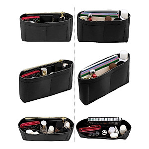 Small Handbag Shaper Insert for GG Marmont Matelasse Shoulder Bag(Pack of 2)Felt Insert Purse Organizer with Zipper- Buy 1 Get 1 Bag Free Small 8030 Black